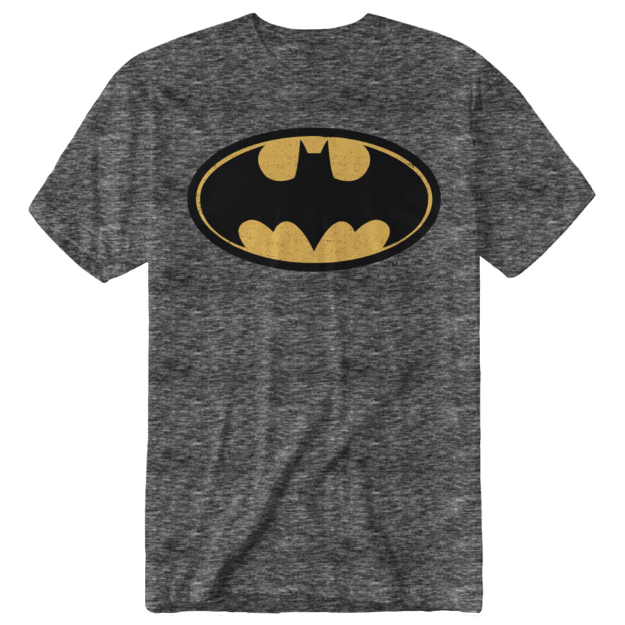 Playera Batman Logo Clásico Negro Jaspe Para Hombre Manga Corta ...