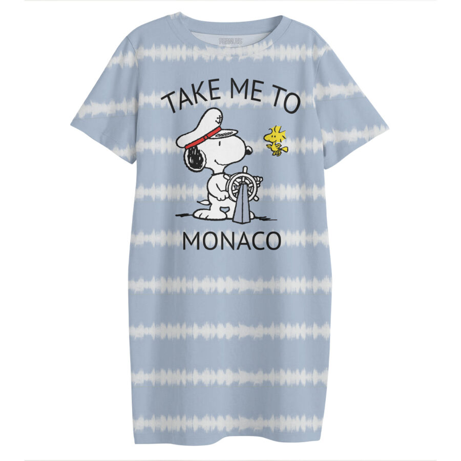 Playera Vestido Mujer Peanuts Snoopy Monaco Azul - Officially Licensed